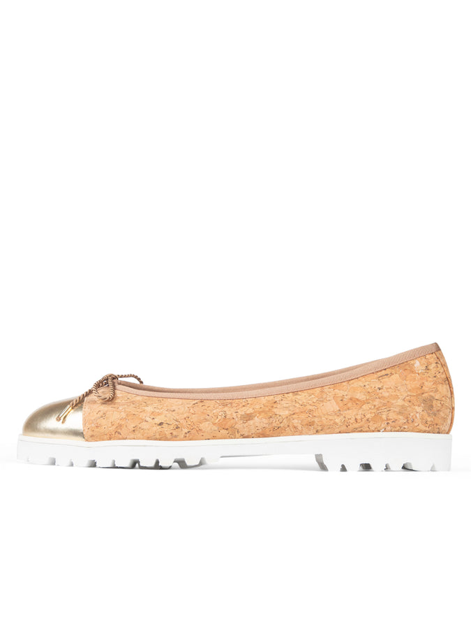 Paul Mayer Women’s Bravo Lug Sole Ballet in Cork in Cork/Gold