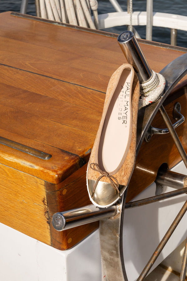 Paul Mayer Women’s Bravo Lug Sole Ballet in Cork in Cork/Gold